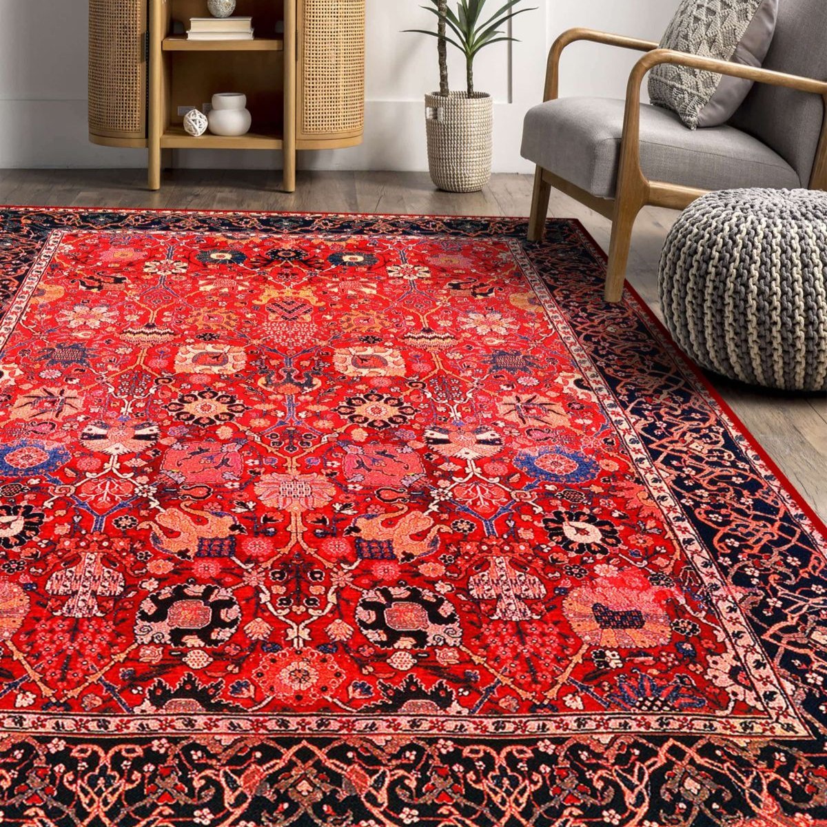 red patterned rug