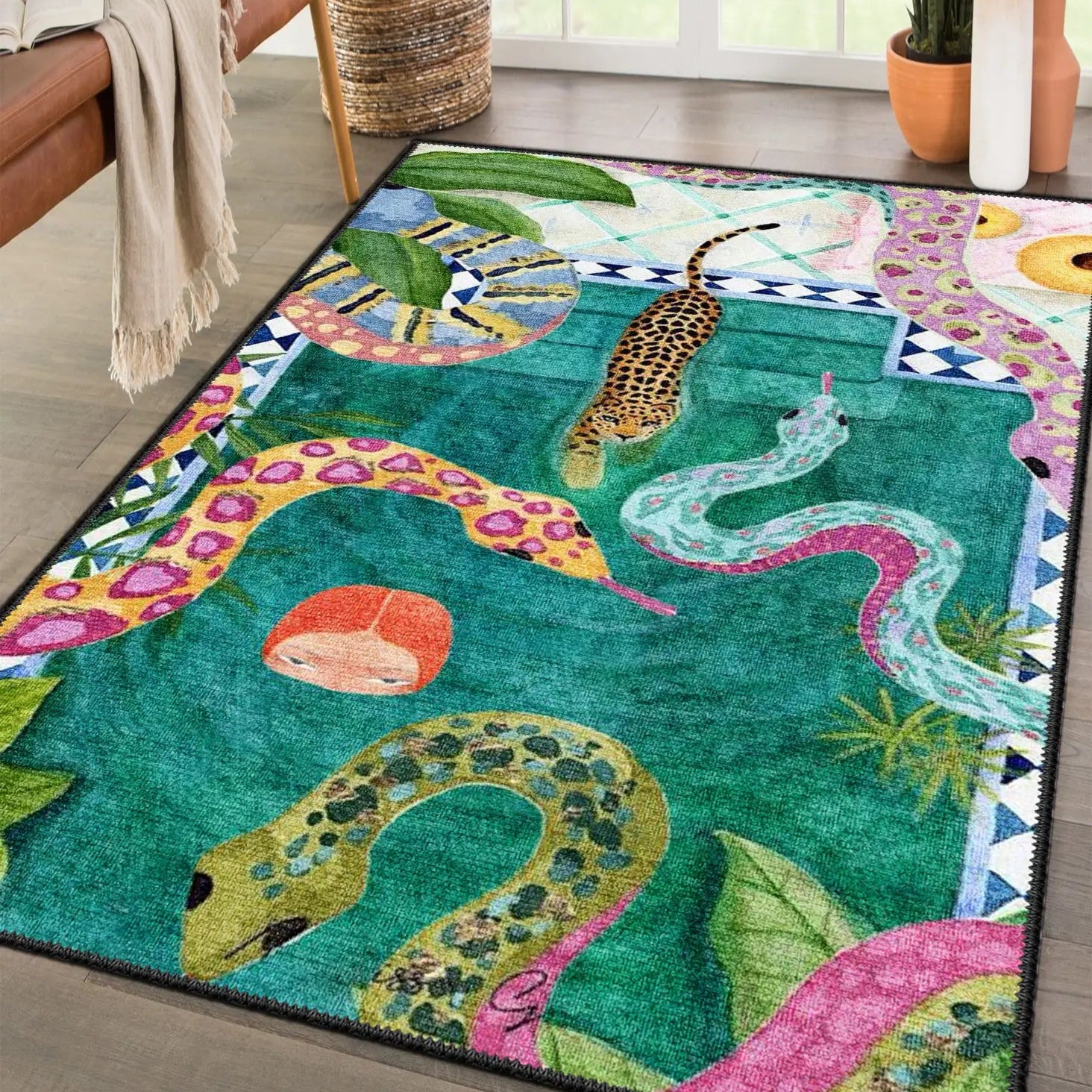 Artistic Jungle Rug – Wild Expression & Cotton Comfort | Turkiye Rug
