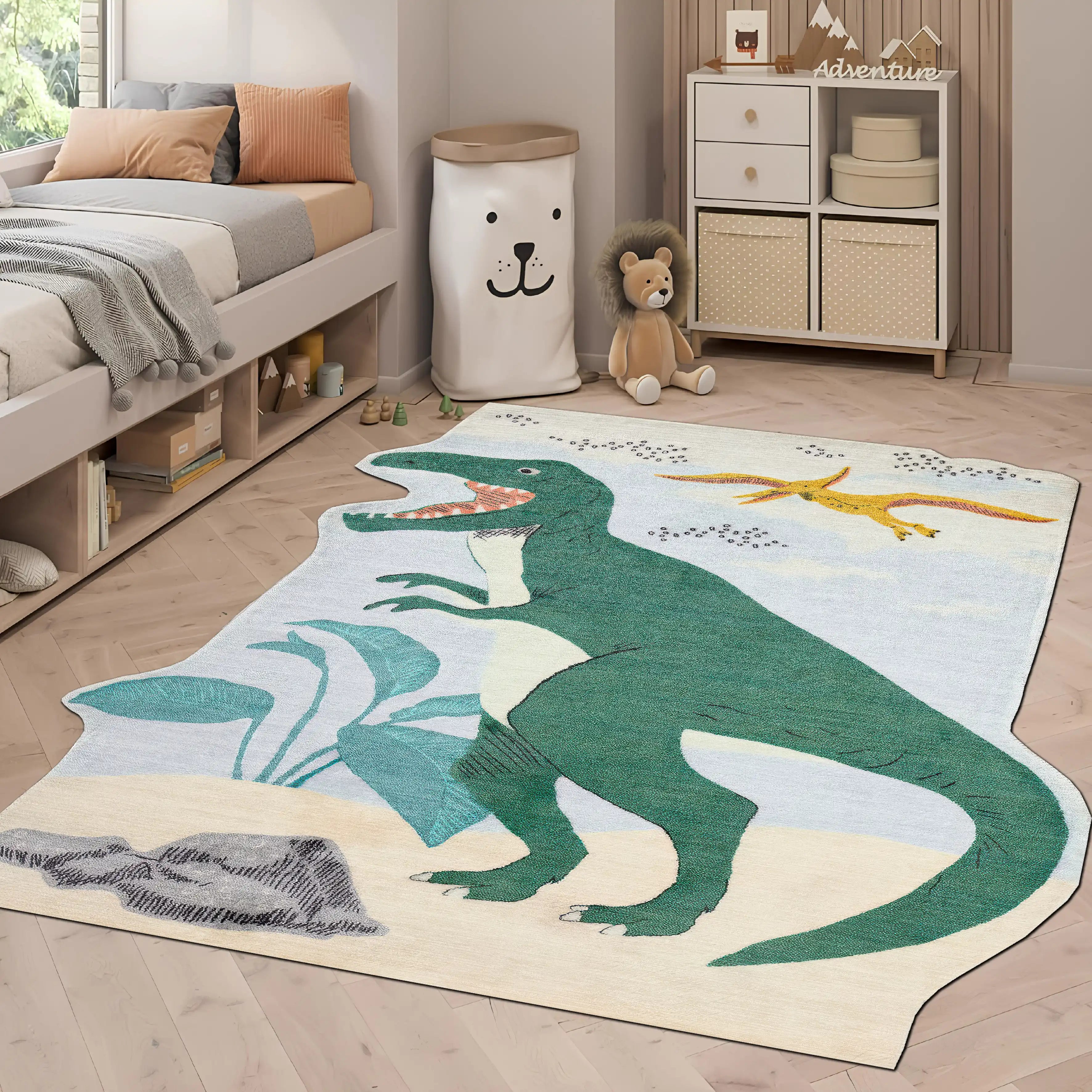 Dinosaur Kids Rug – Fun Prehistoric Design & Cotton Comfort | Turkiye Rug