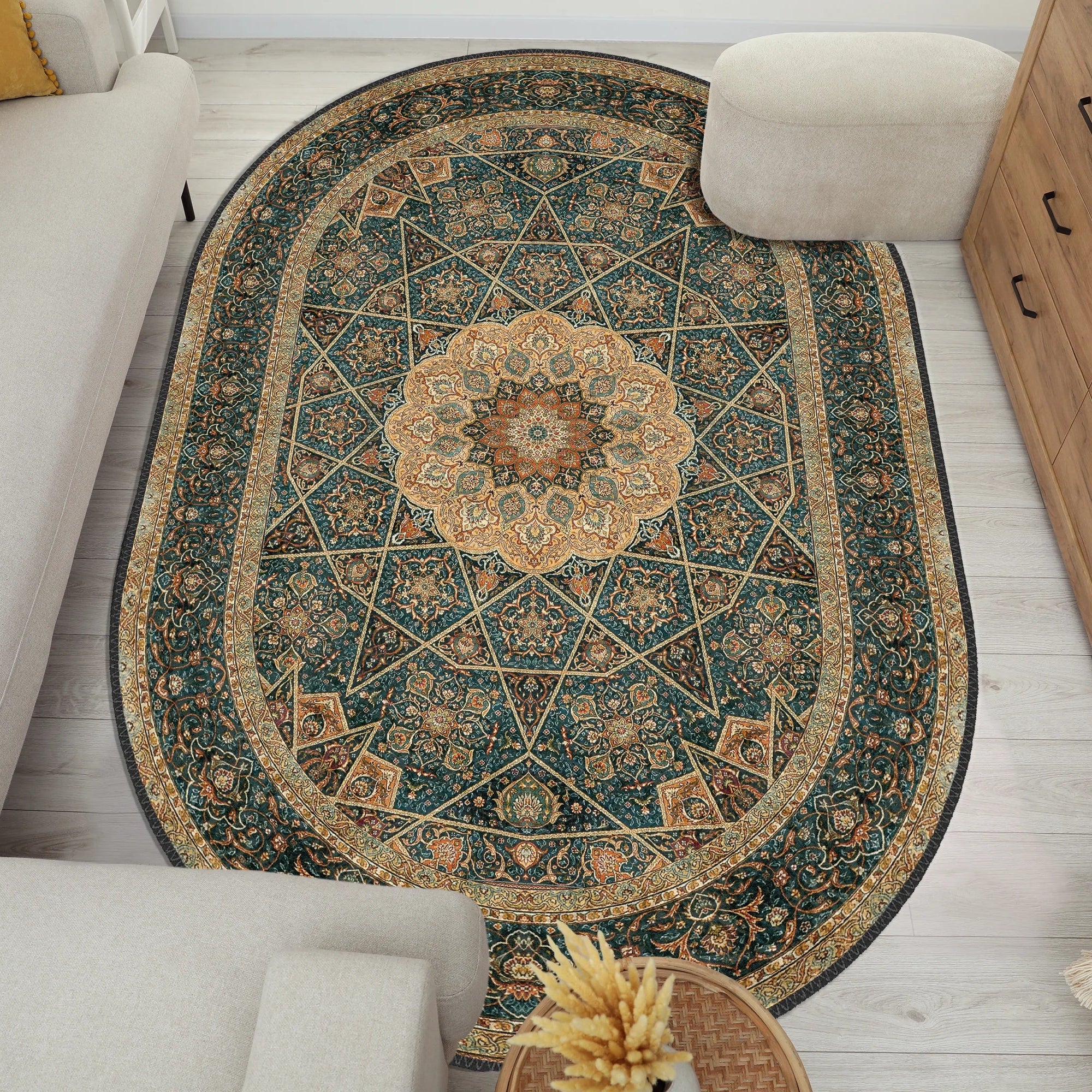 Persian Blue Rug – Elegant Design & Cotton Durability | Turkiye Rug