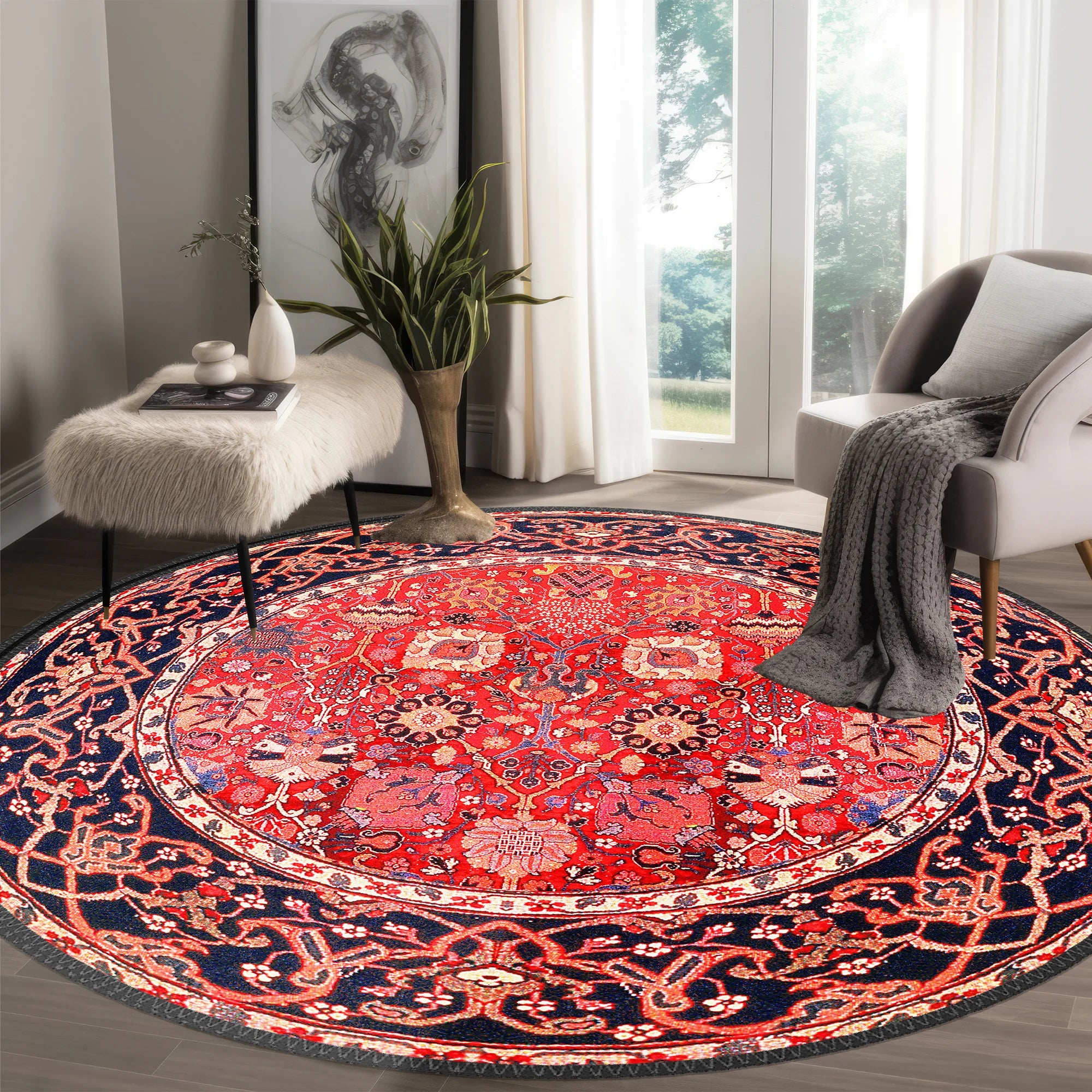 Round Persian Rug – Circular Elegance & Cotton Comfort | Turkiye Rug